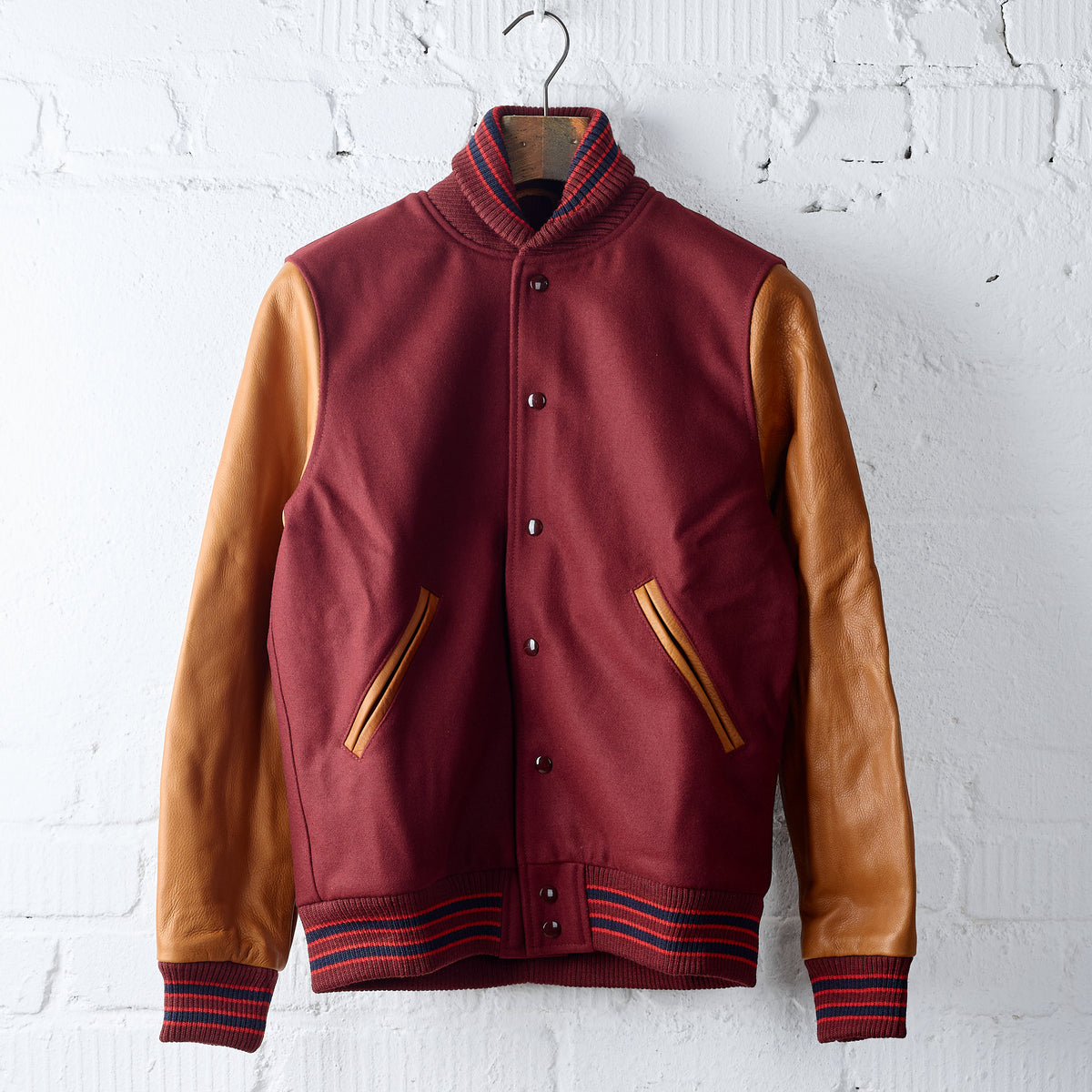 dehen 1920 | varsity jacket - burgundy / antique rust – stuf|f-official