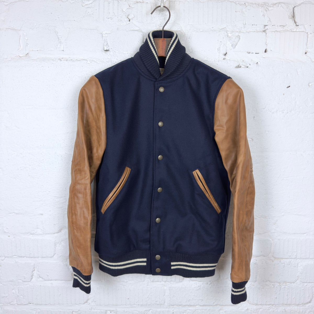 dehen 1920 | varsity jacket - dark navy / antique rust – stuf|f-official