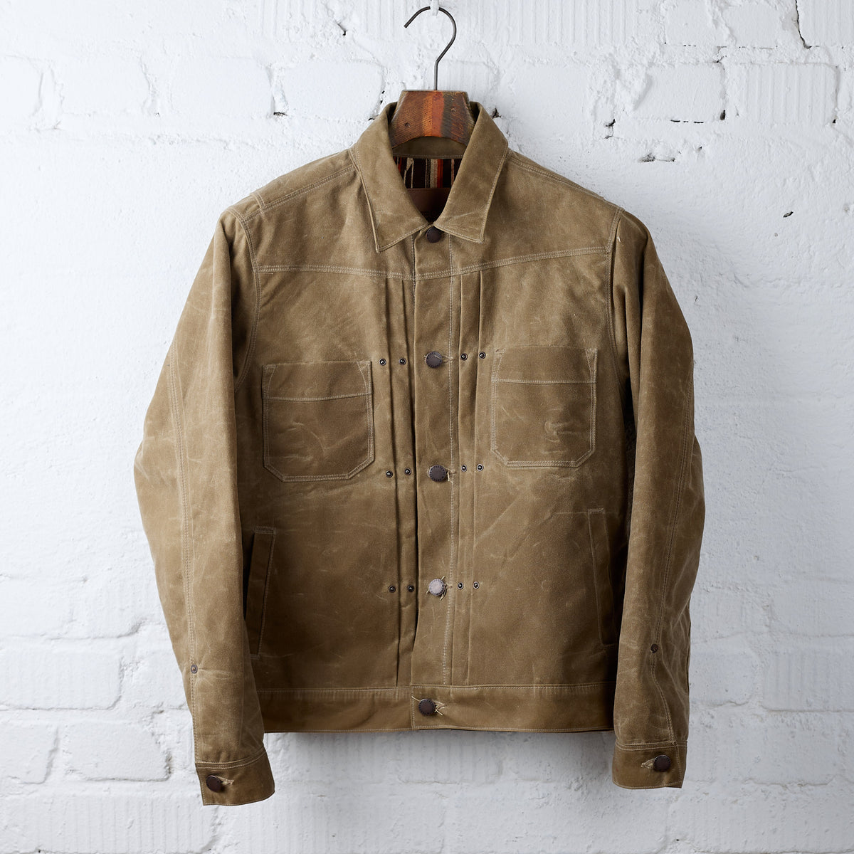 freenote cloth | riders jacket waxed canvas - tobacco brown interior ...