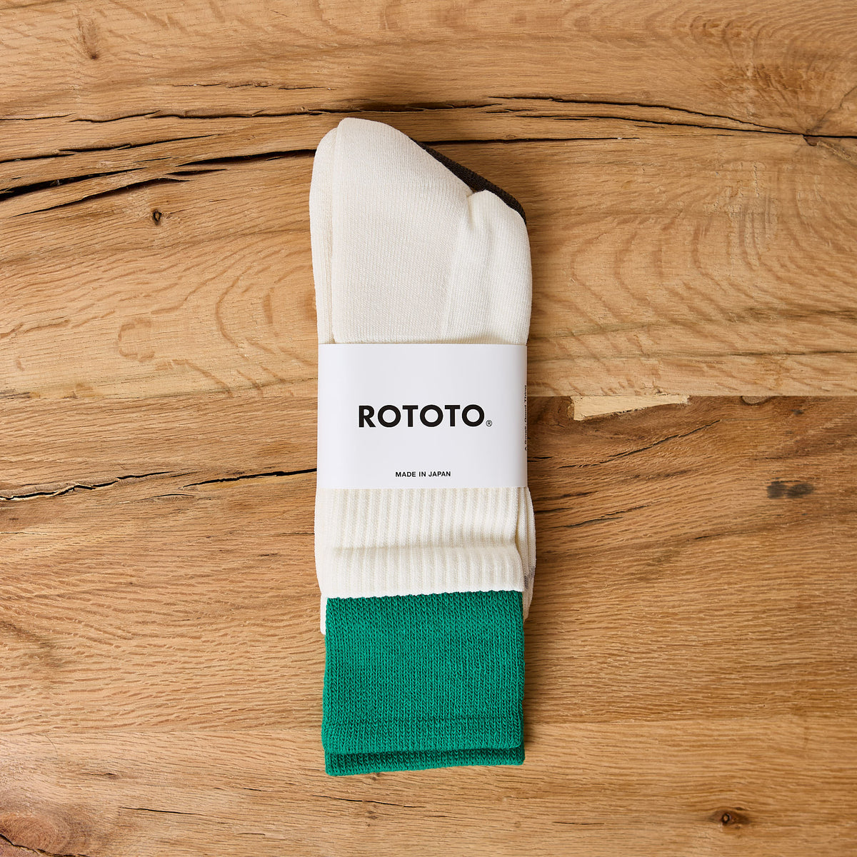 rototo | r1494 double layer crew socks - green / off-white – stuf|f ...