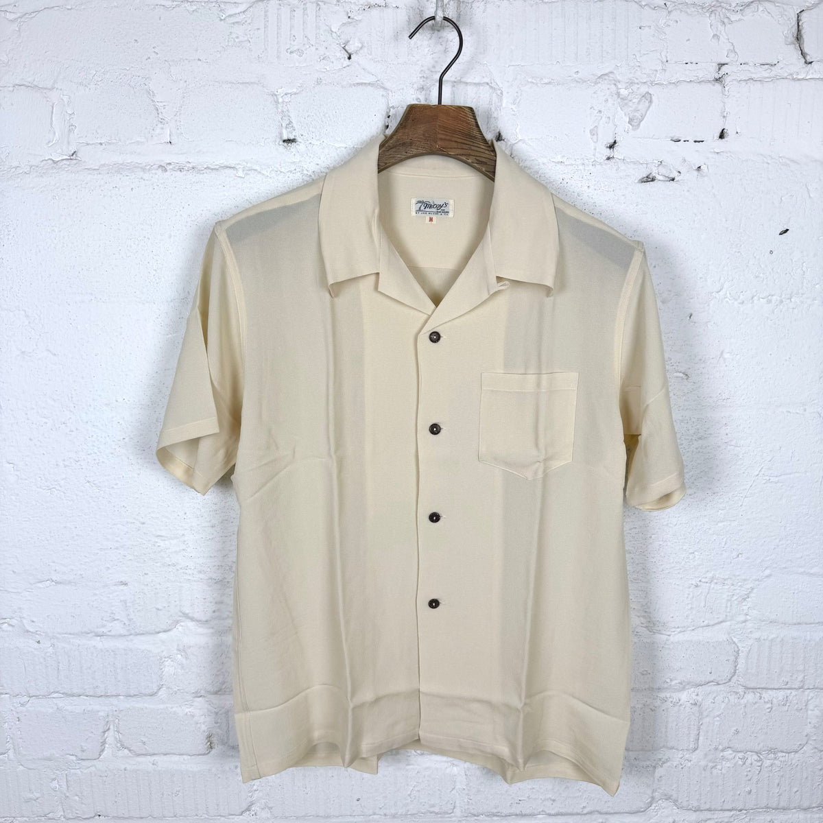 the real mccoy's | silk rayon open collar shirt - ecru – stuf|f-official