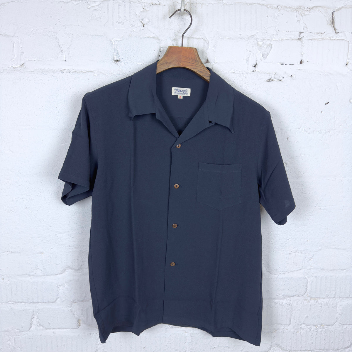 the real mccoy's | silk rayon open collar shirt - navy – stuf|f-official
