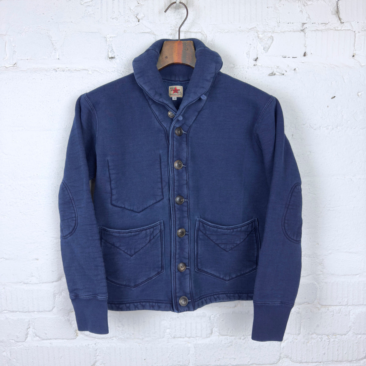 the strike gold | sgc010id indigo dyed loopwheel shawl collar cardigan ...