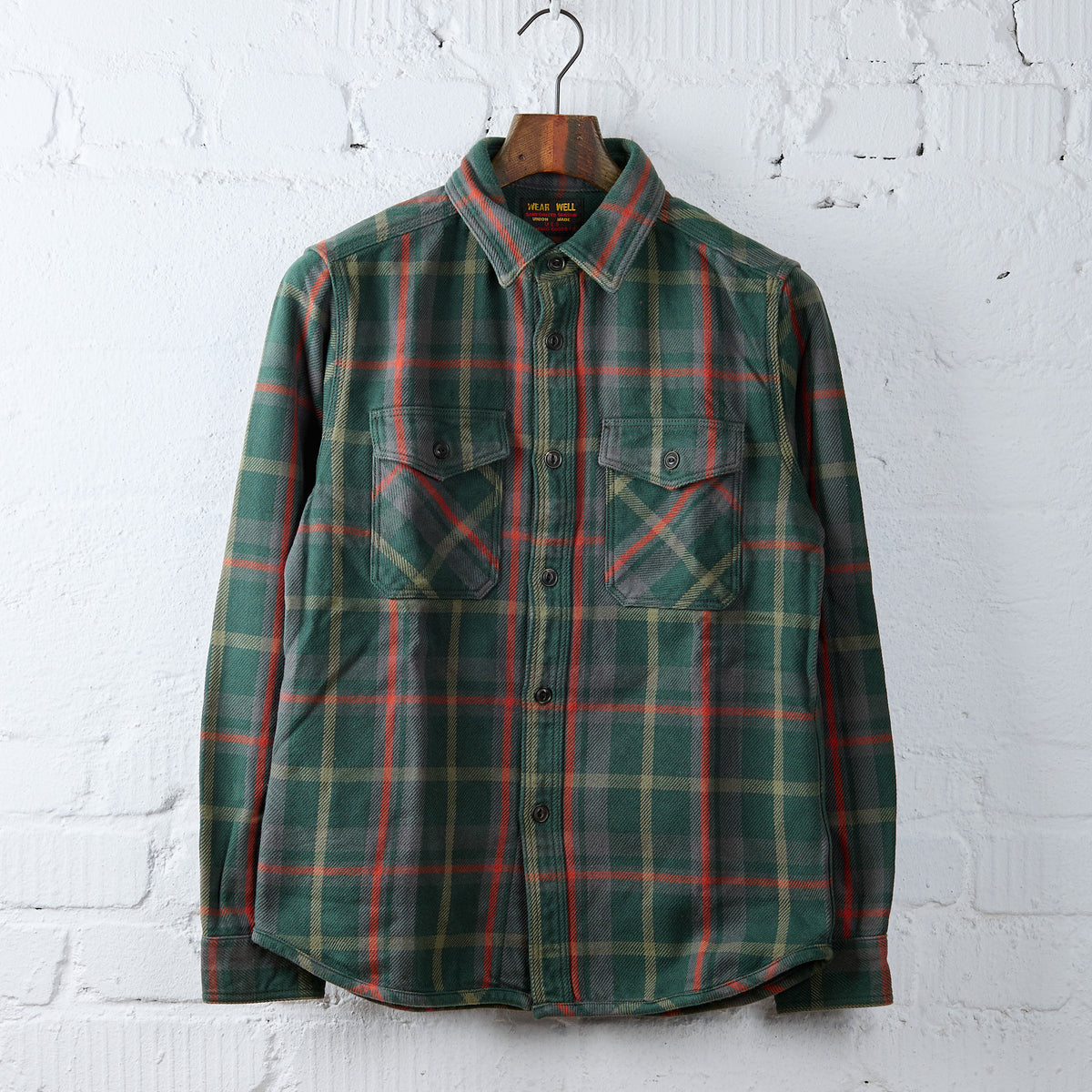 ues | 502551 extra heavy flannel shirt green – stuf|f-official