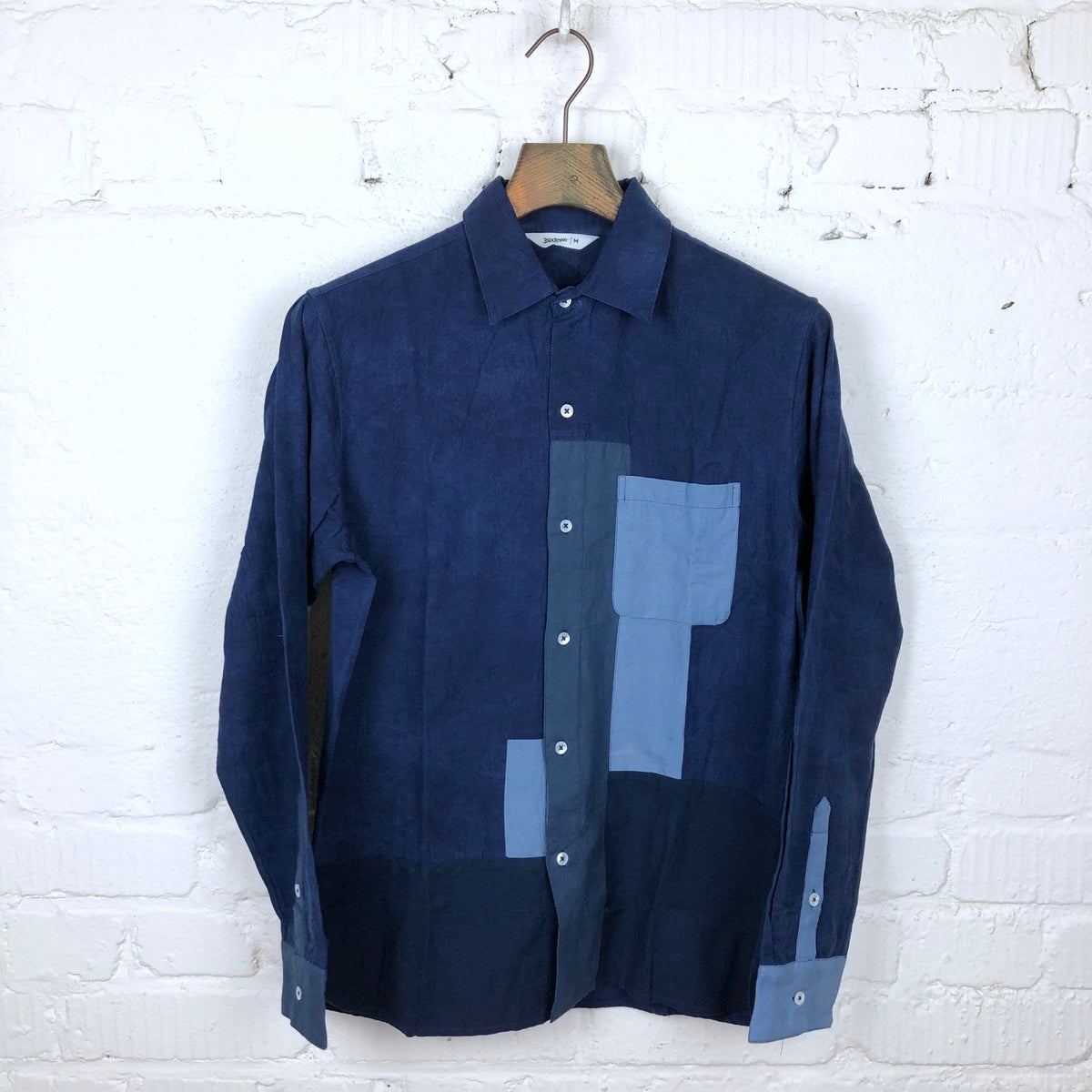 button down khadi patchwork shirt indigo | 3sixteen | made in india ...