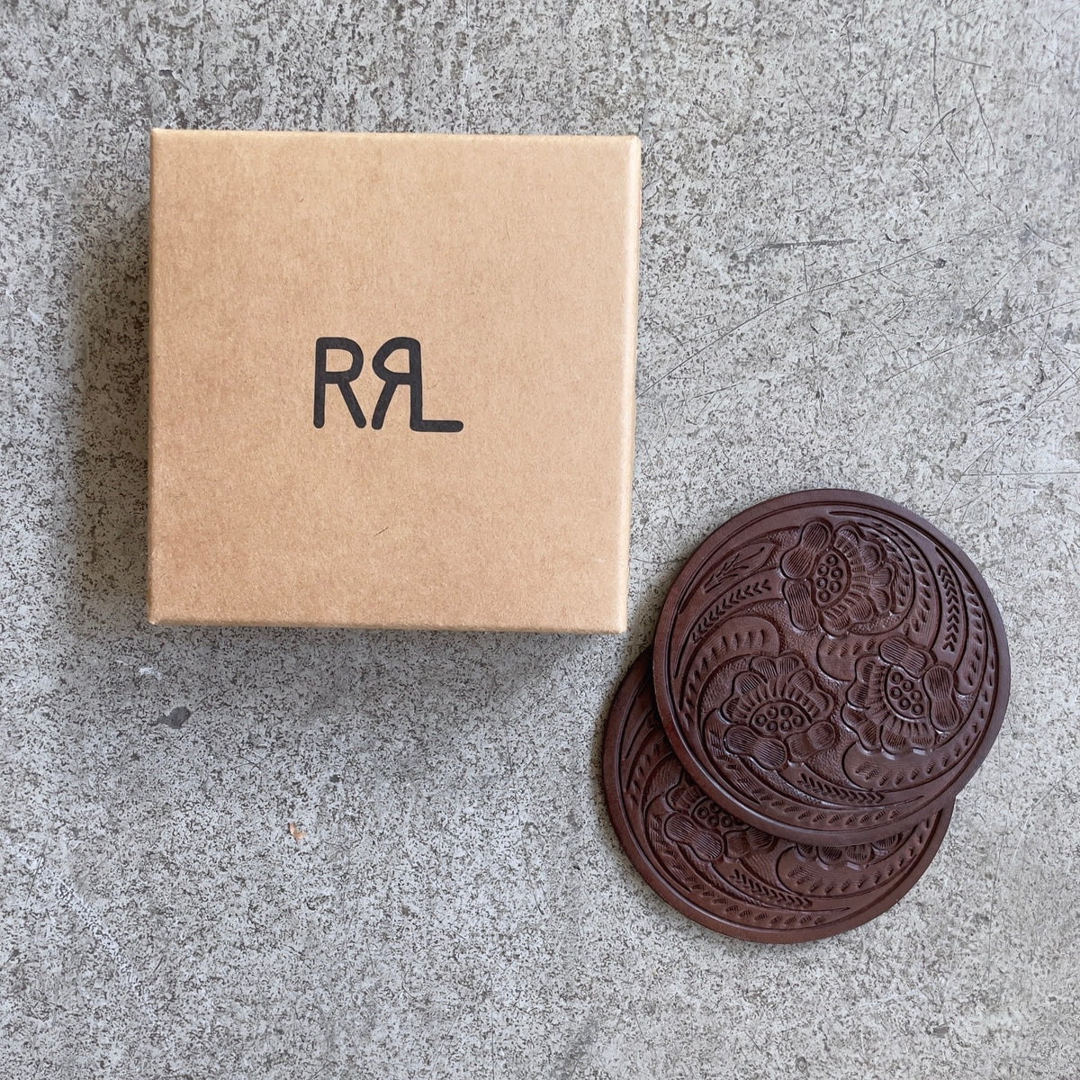 hand-tooled leather coaster set (6 pcs) | rrl | made in india – stuf|f ...