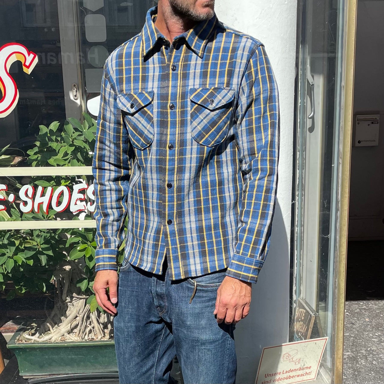 heavy flannel shirt blue | ues | made in japan – stuf|f-official