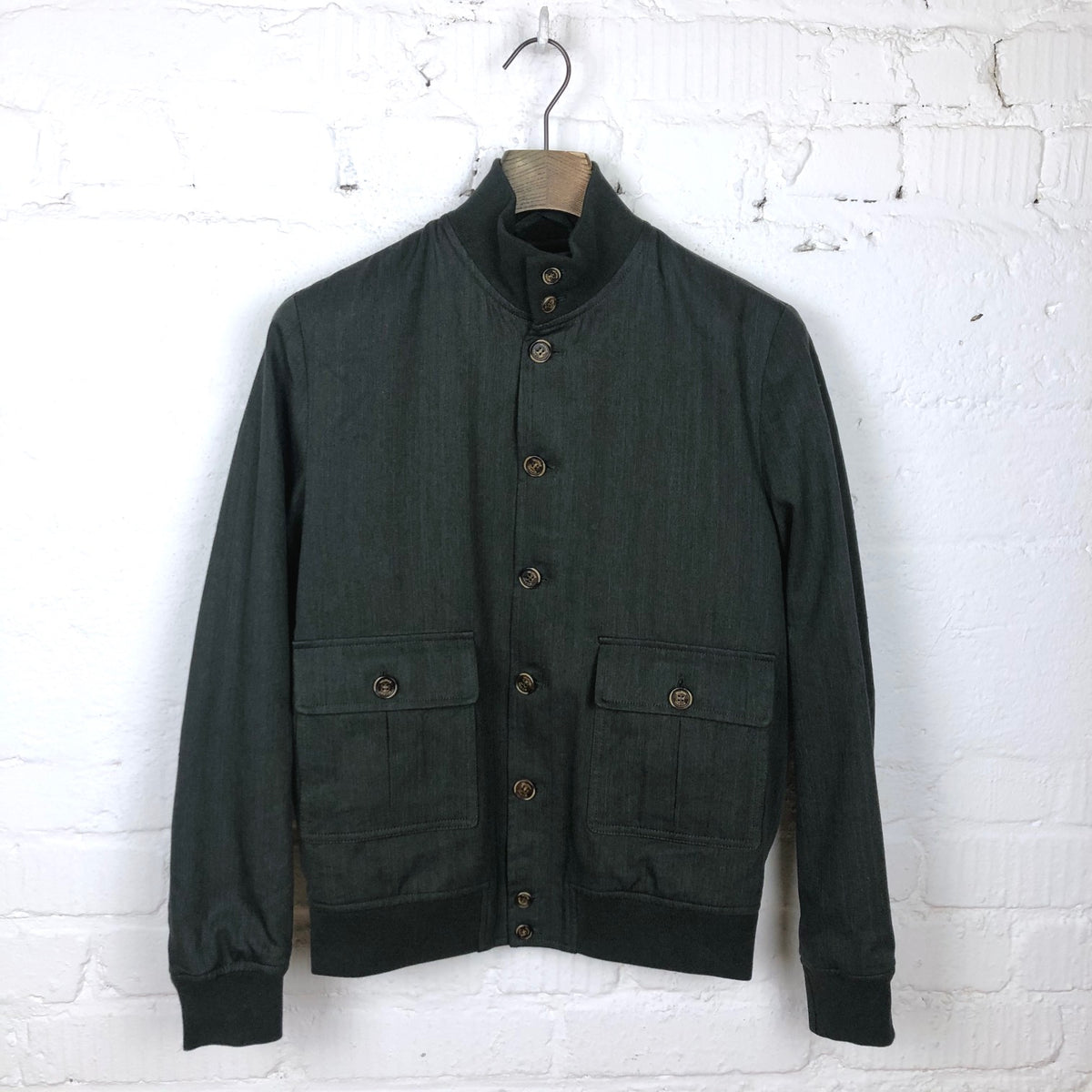 valstarino slim-fit lined bomber jacket linen blend military green ...